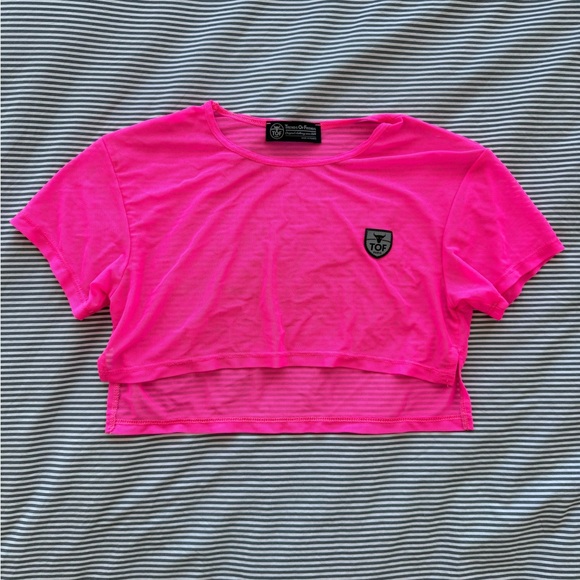 TOF Paris | Shirts | Tof Paris Pink Mesh Crop Top | Poshmark